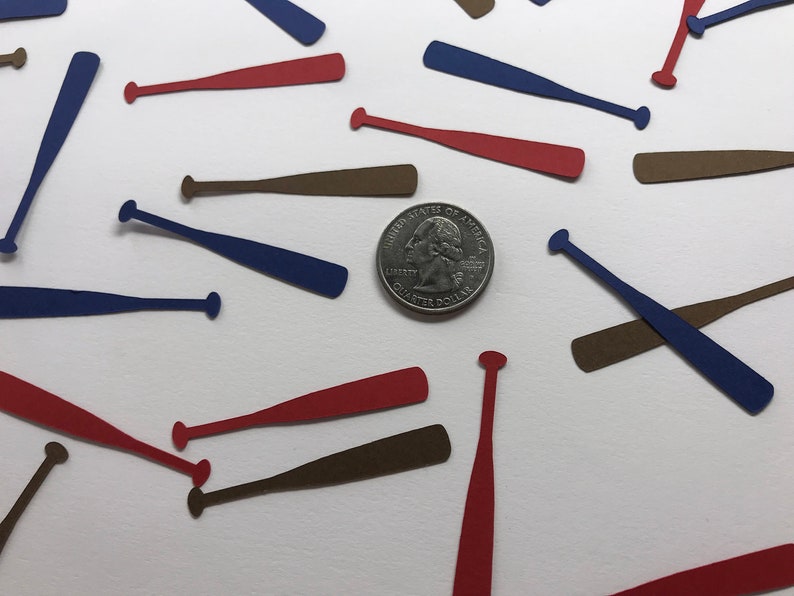 Red, Brown, and Blue Baseball Bat Confetti - Baseball Decor - Baseball ...