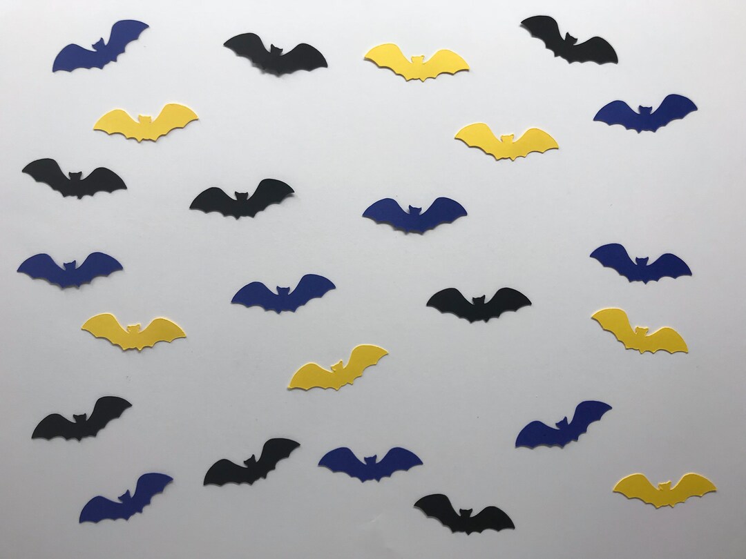 Black, Yellow, and Blue Bat Confetti - Bat Decorations - Hero Birthday ...