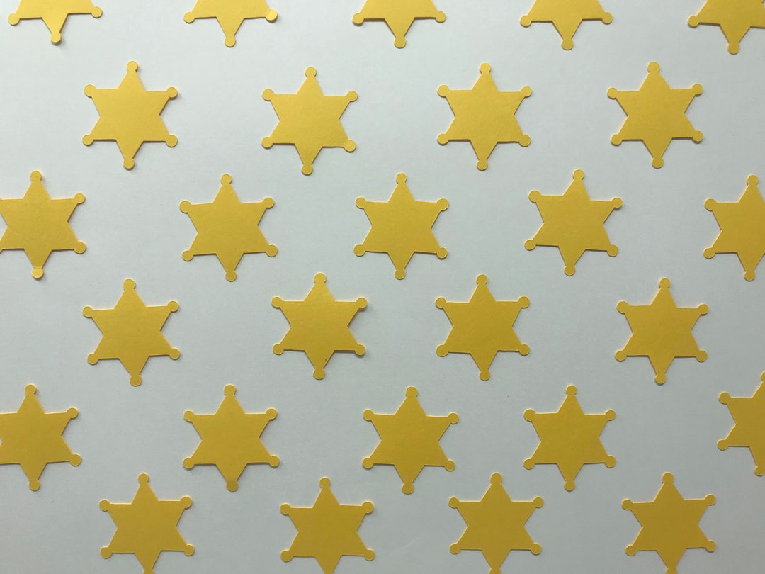 Golden Yellow Sheriff Badge Confetti - Sheriff Birthday Party - Little ...