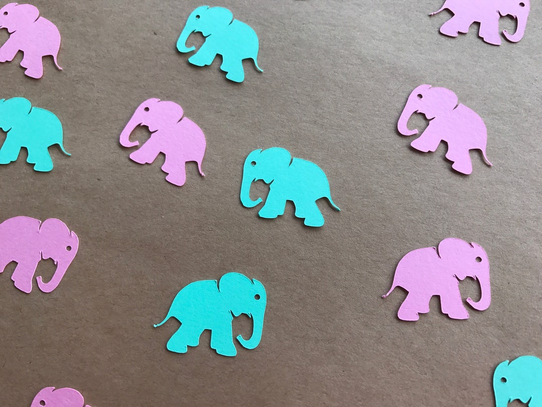 Pink and Mint Elephant Confetti Elephant Baby Shower Decorations 100 ...