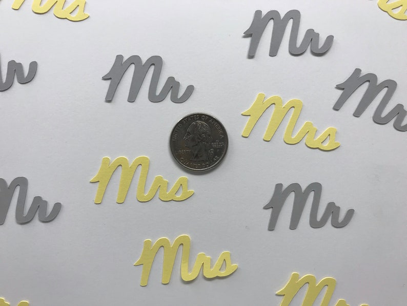 Yellow and Grey Mr. & Mrs. Confetti Yellow and Grey Wedding | Etsy