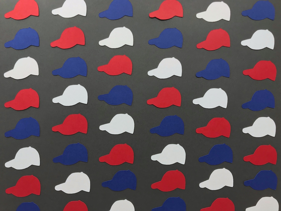 Red, White, and Blue Baseball Caps Baseball Cap Confetti Baseball Hat ...