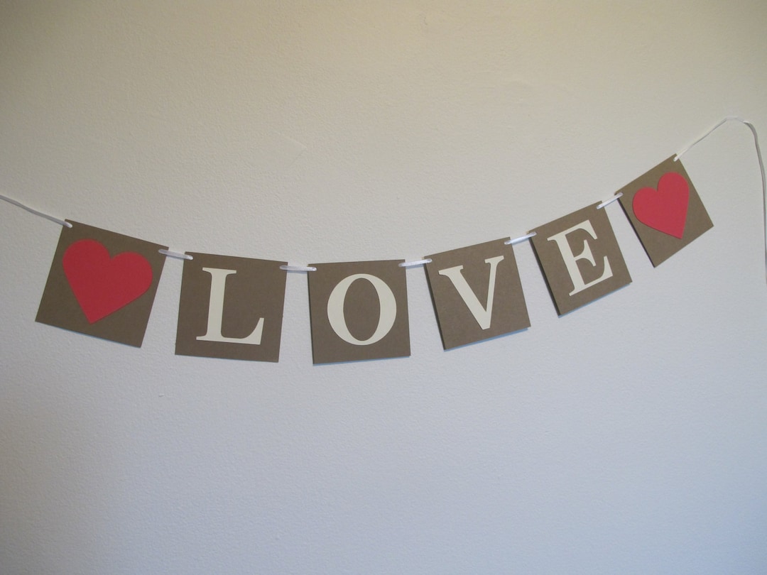 Love Banner Red Heart Banner Wedding Decorations Wedding Shower Love ...