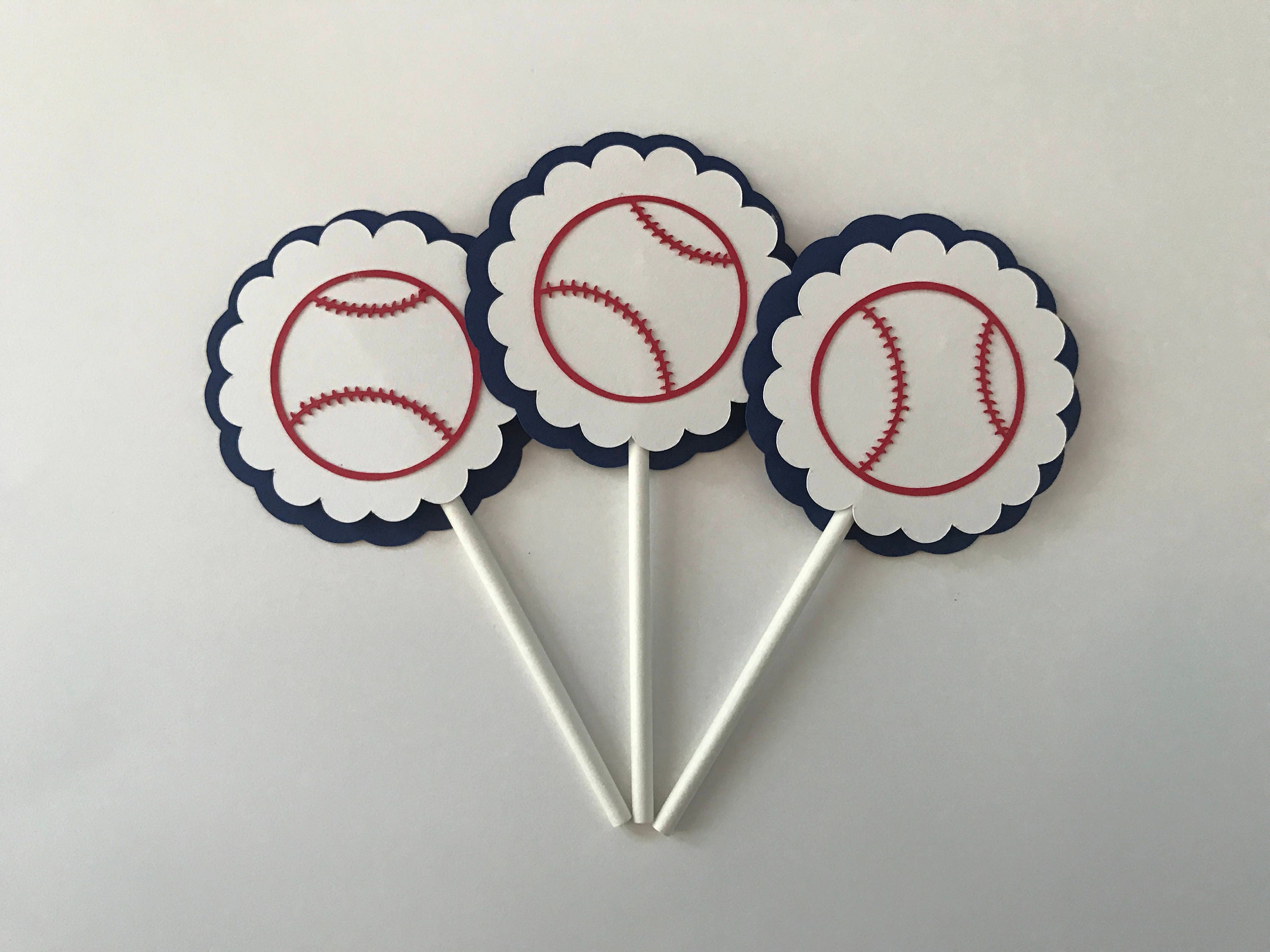 Baseball Cupcake Toppers Baseball Birthday Party Decor | Etsy
