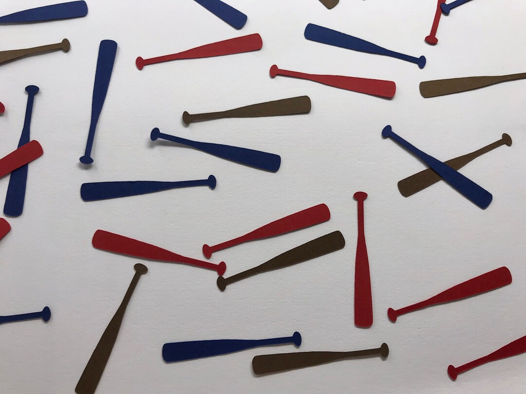 Red, Brown, and Blue Baseball Bat Confetti - Baseball Decor - Baseball ...