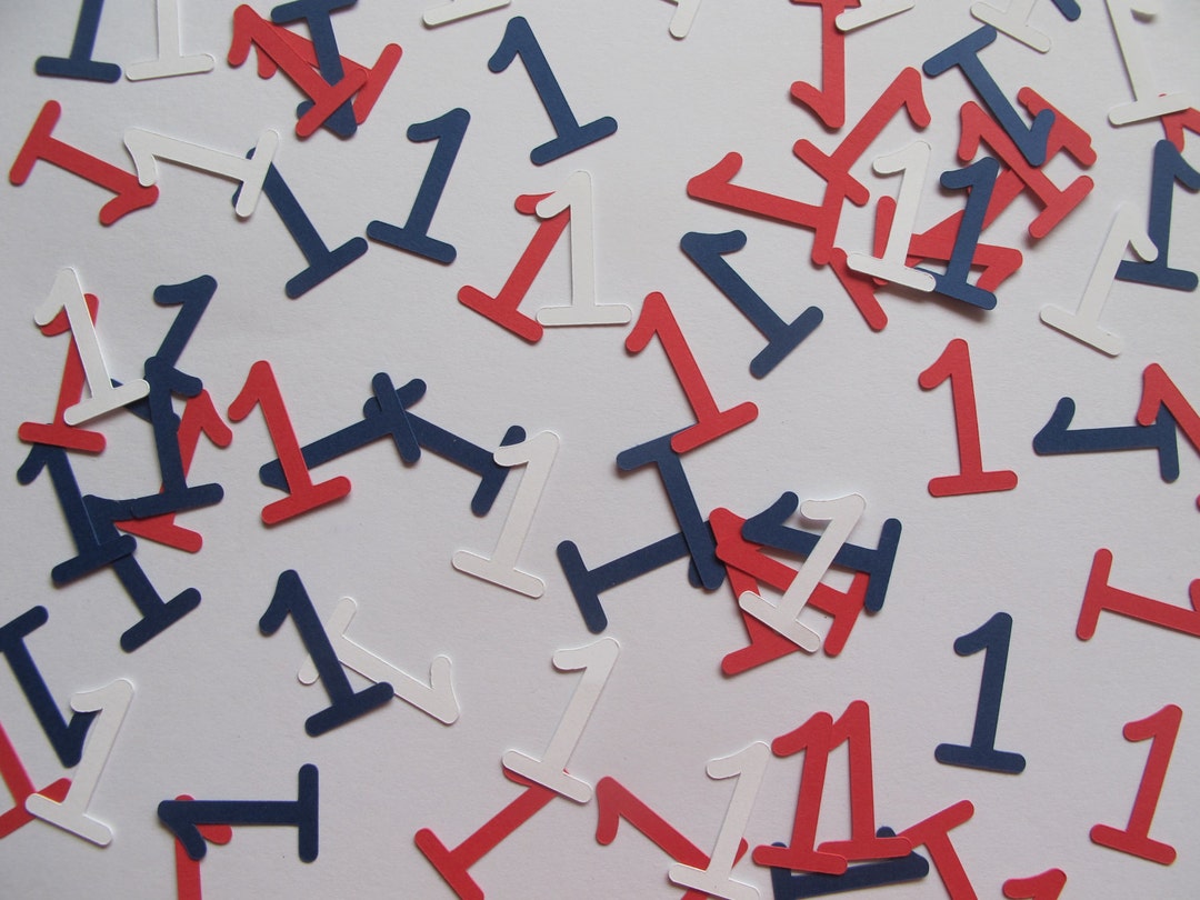 Red, White, Blue 1 Confetti - Baseball First Birthday Party Decor ...