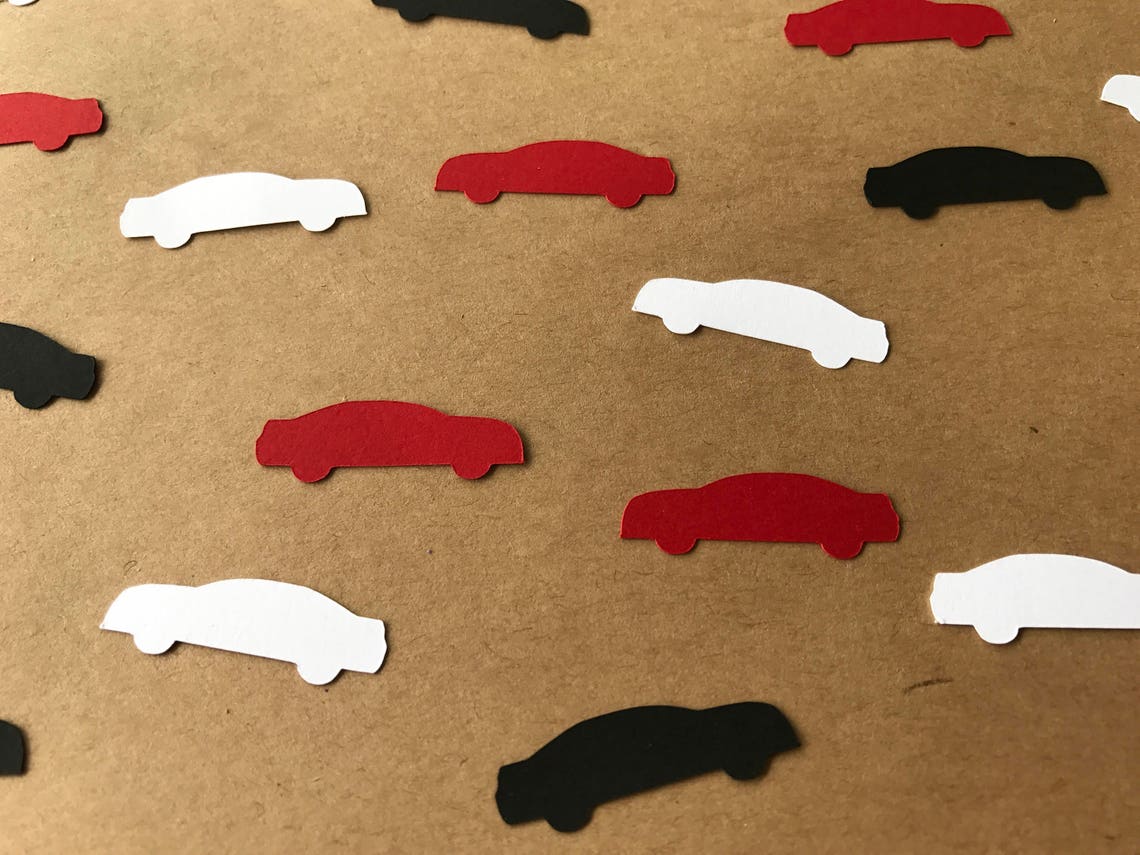Red Black and White Car Confetti Racing Car Birthday Party | Etsy