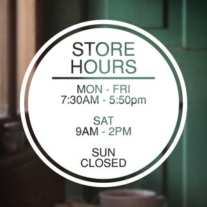 Store Hours Sign Simplistic Modern Business Vinyl Hours of Operation ...