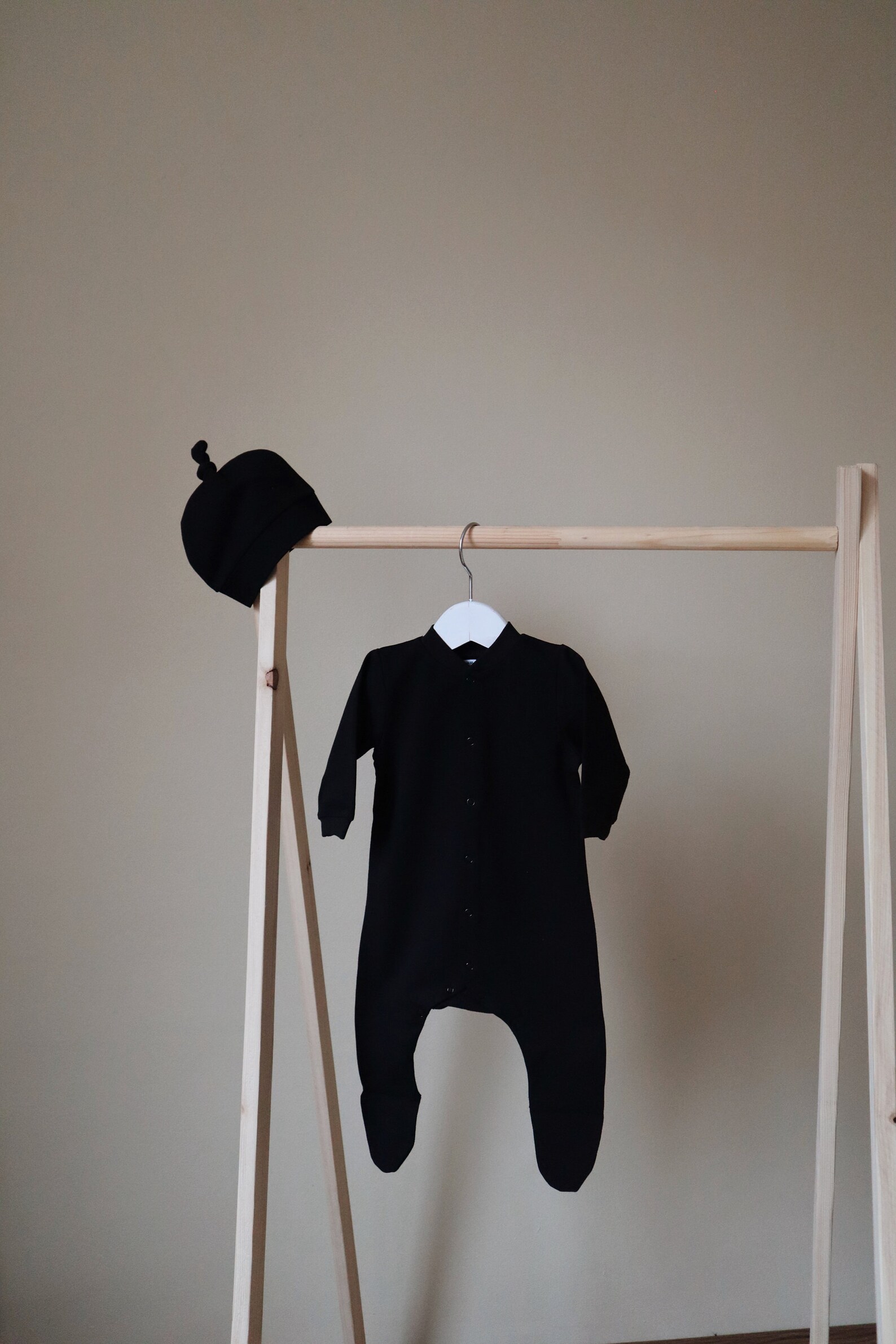 Black Footie Sleeper Baby Footed Sleeper Newborn Hat - Etsy