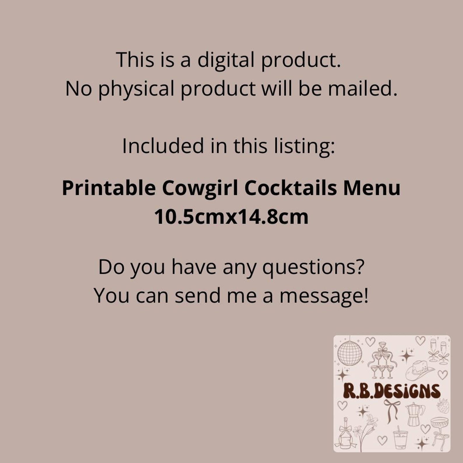 Cowgirl Cocktails Menu Template: Western Bachelorette Party (digital ...