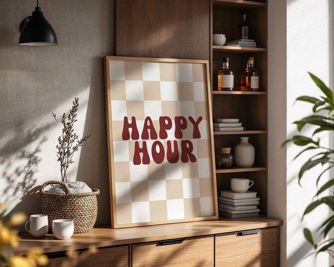 Retro Happy Hour Poster: Trendy Bar Cart Decor (digital Download ...