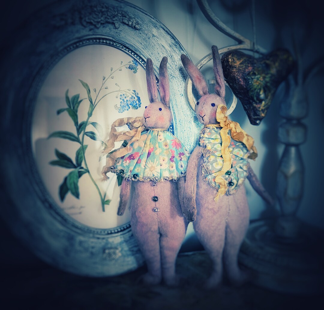 Textile Bunny 7inch Artistic Rabbit Cute Toy Primitive Doll Eco ...