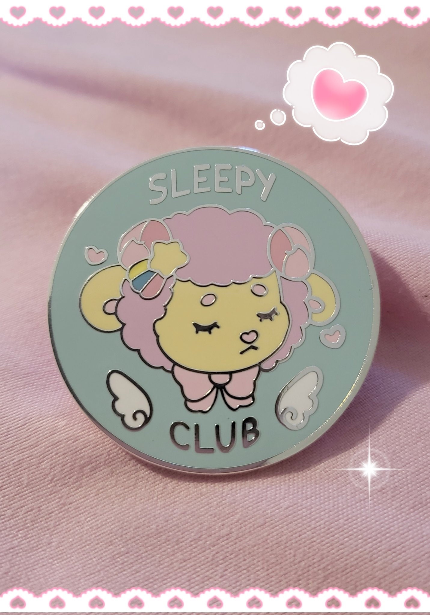 Sleepy Club Silver Enamel Pin Lamb Disability Pride Pin Chronic Fatigue ...