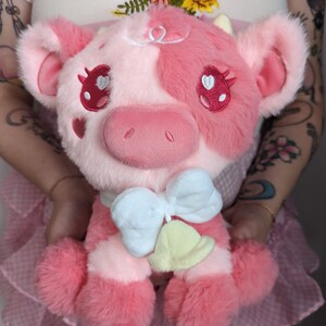 Parfait the Raspberry Cow Plush Kawaii Gift for Kids Cottagecore ...