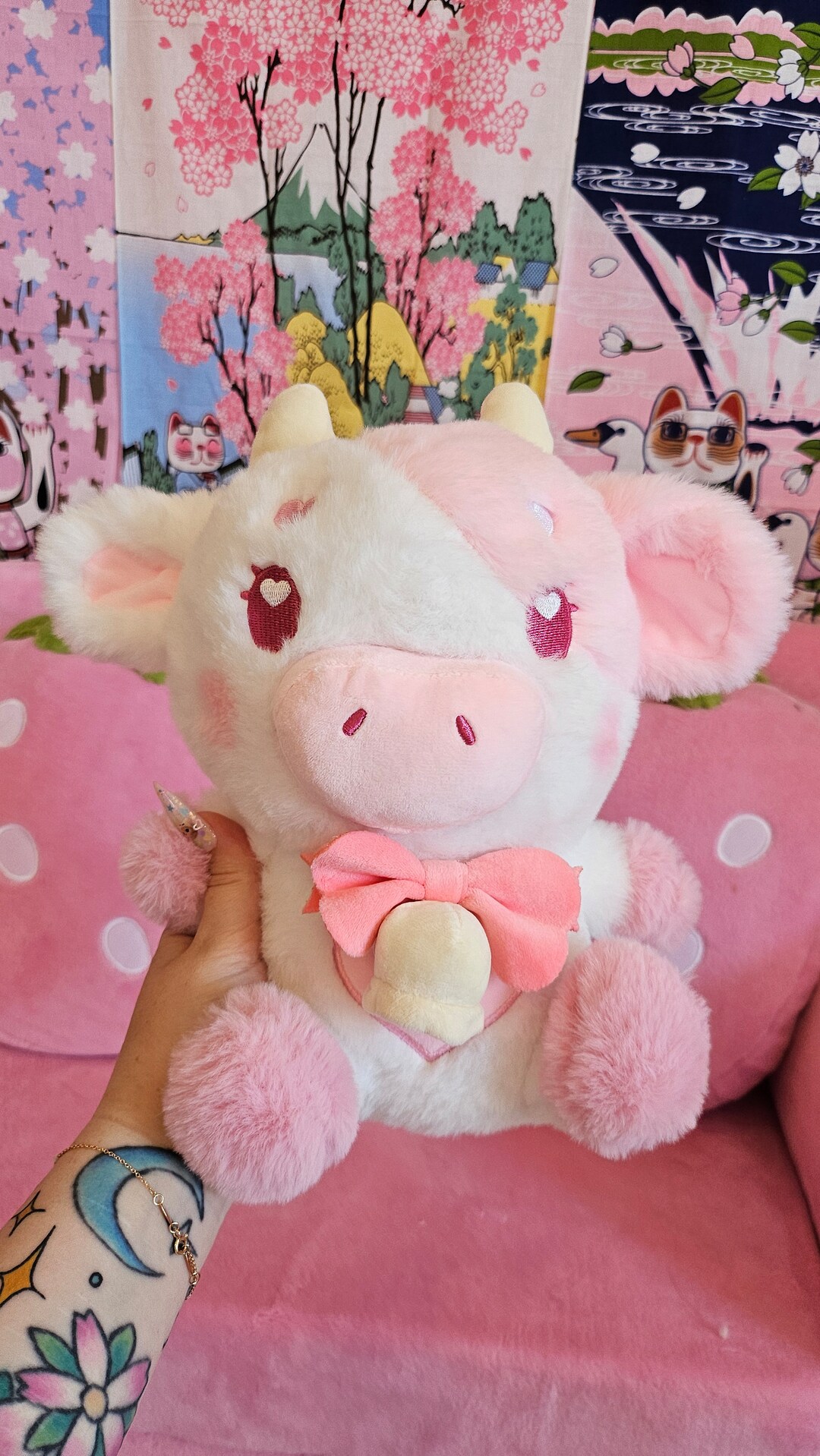 Milkshake the Strawberry Cow Plush Kawaii Gift for Kids Cottagecore - Etsy