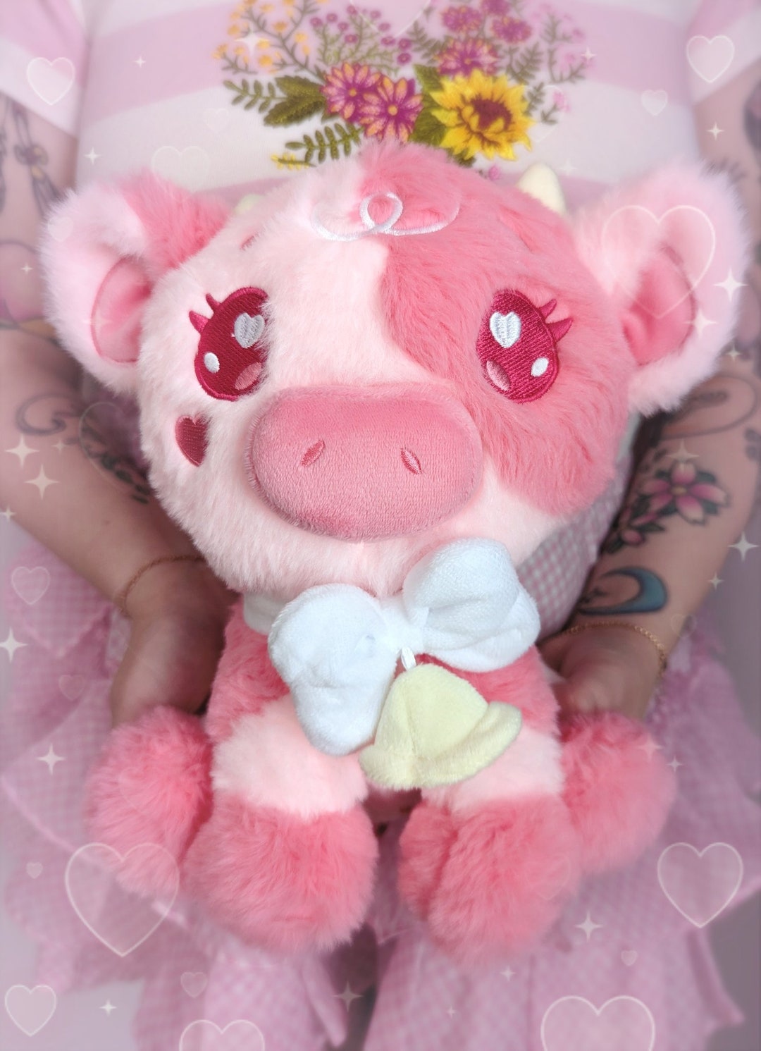 Parfait the Raspberry Cow Kawaii Soft Plush Stuffed Animal Toy for Kids ...