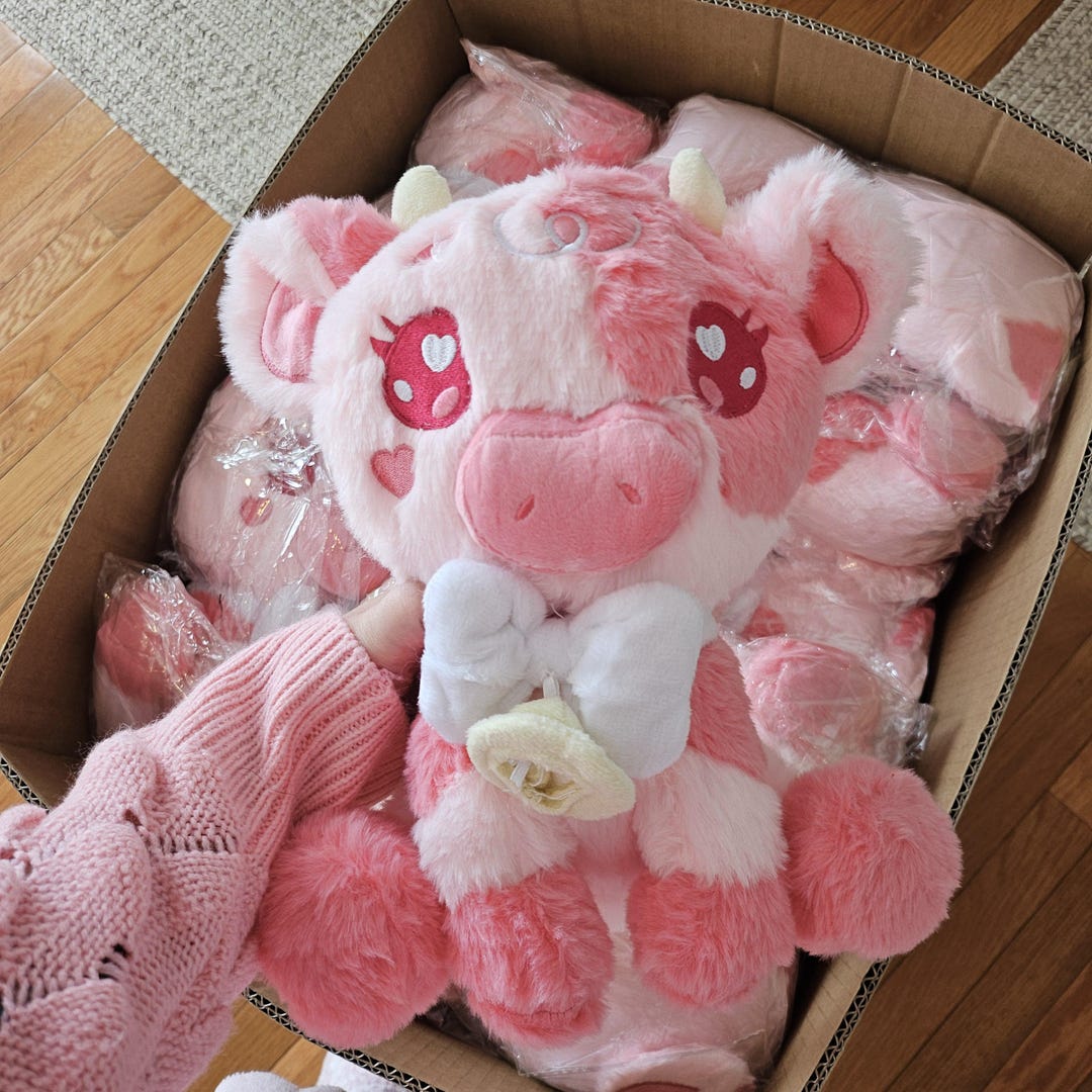 Parfait the Raspberry Cow 10 Inch Plush Kawaii Soft Agere Colorful Gift ...