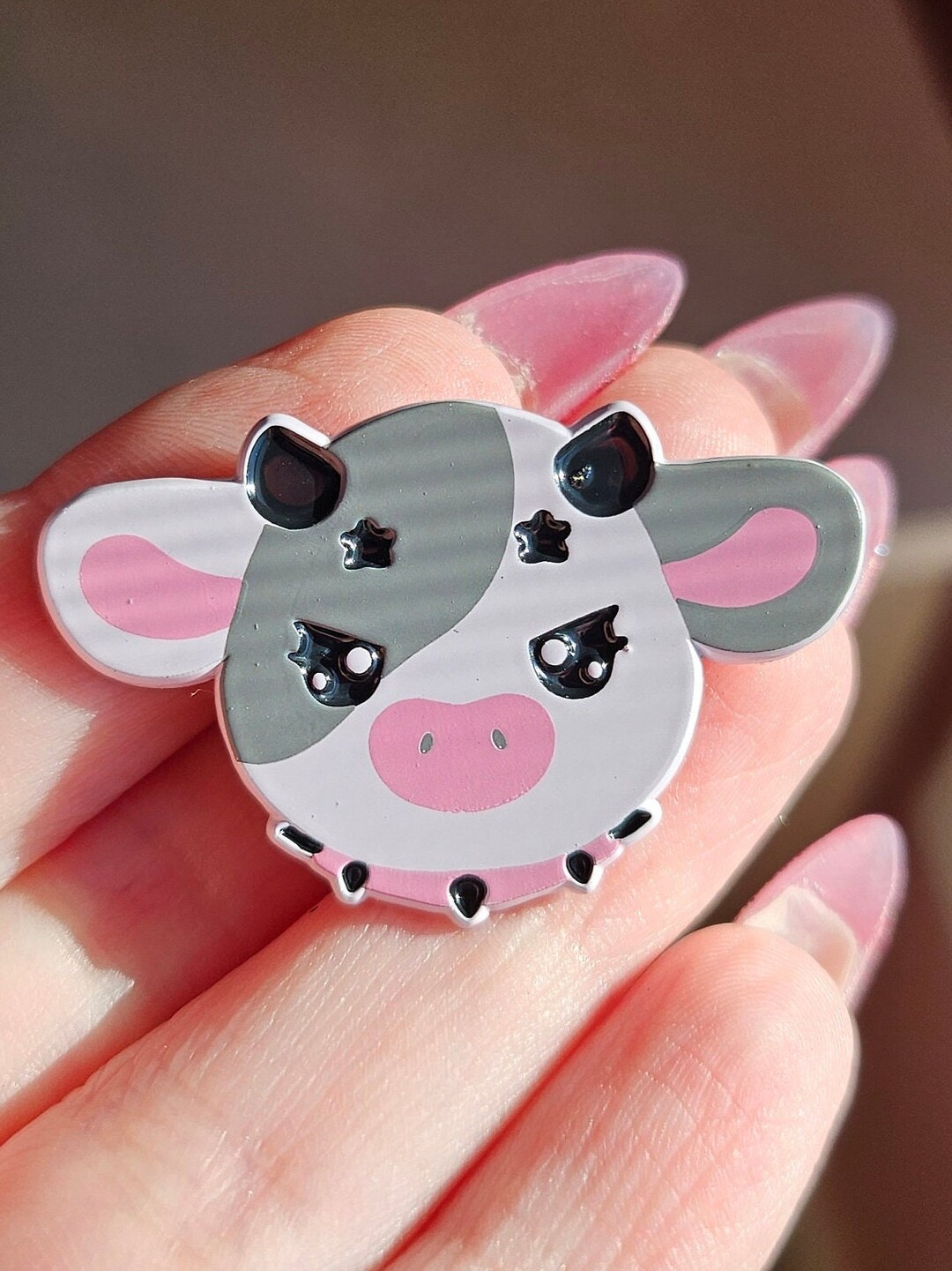 Ube the Goth Cow Screen Printed Enamel Pin - Etsy