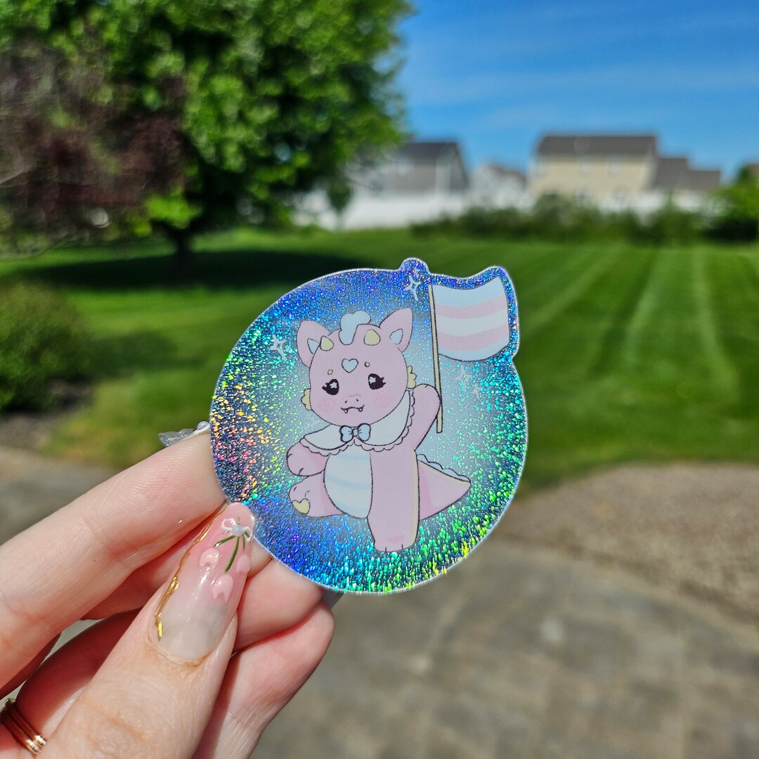 Trans Rights! Dragon Glitter Sticker Boba Tea Kawaii Cutecore Pride - Etsy