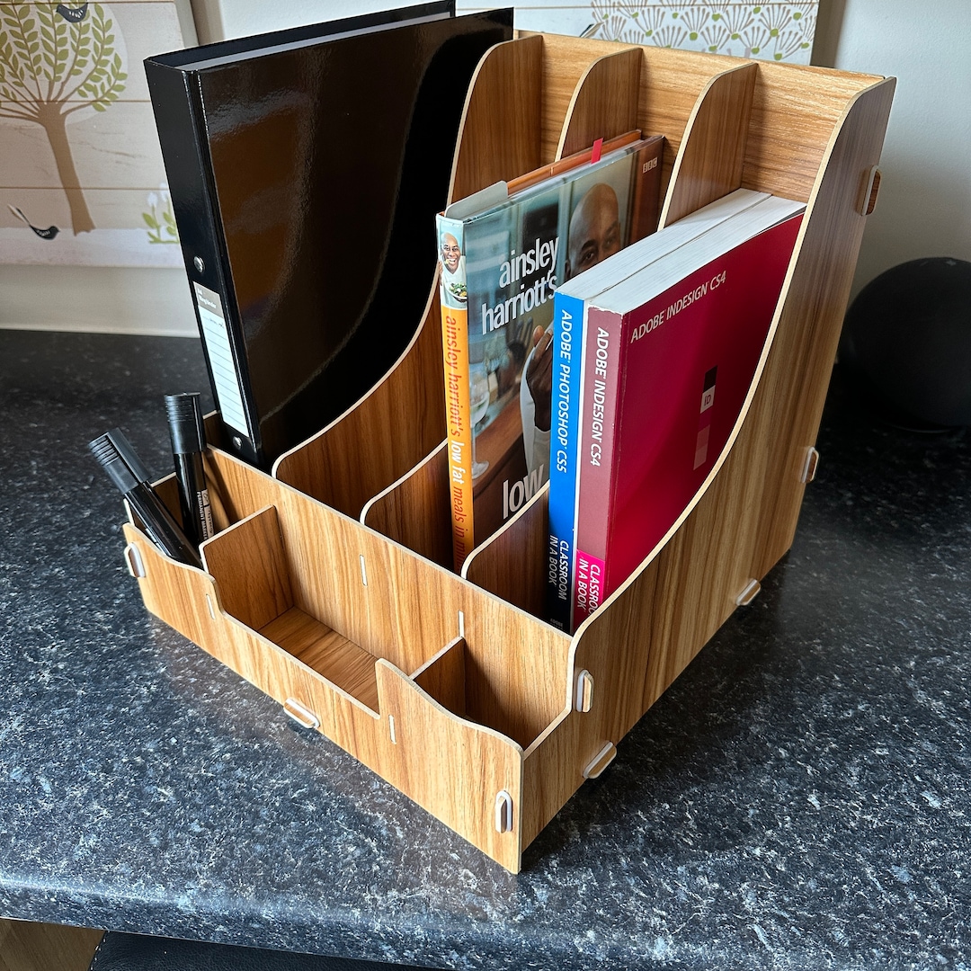 Office Desk Organiser, Wooden Desk Organiser, Document Holder Stand ...