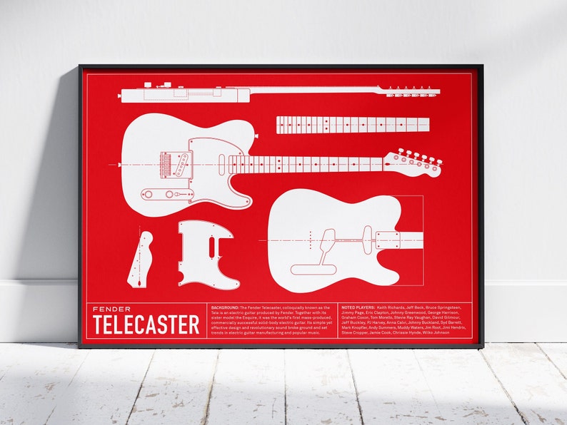 Fender Telecaster Guitar Screen Print - Etsy