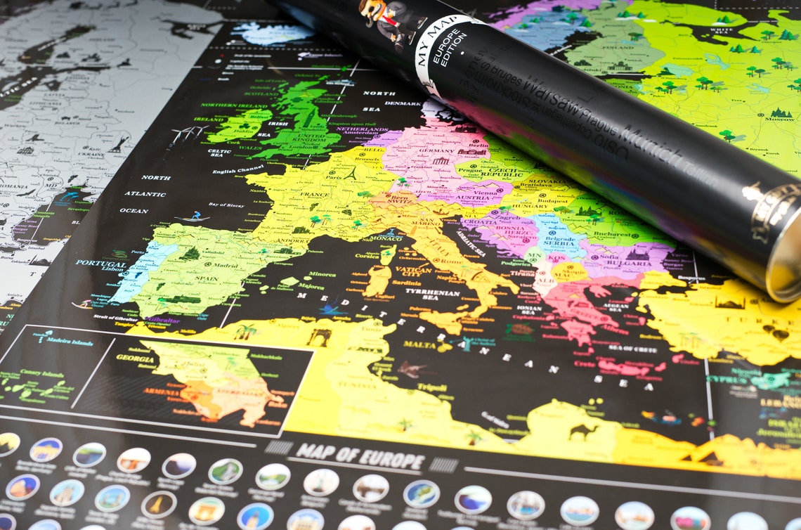 Scratch Off Europe Map Poster Europe Travel Map with Push | Etsy