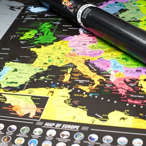 Scratch off Europe Map Poster Europe Travel Map With Push Pins Europe ...