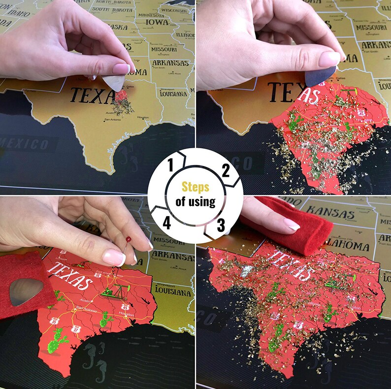 Scratch off Map USA US Map Scratch off Laminated Poster | Etsy