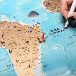 Scratch off Travel Map World Map Poster With Push Pins 34.6 X 25.2 Gift ...