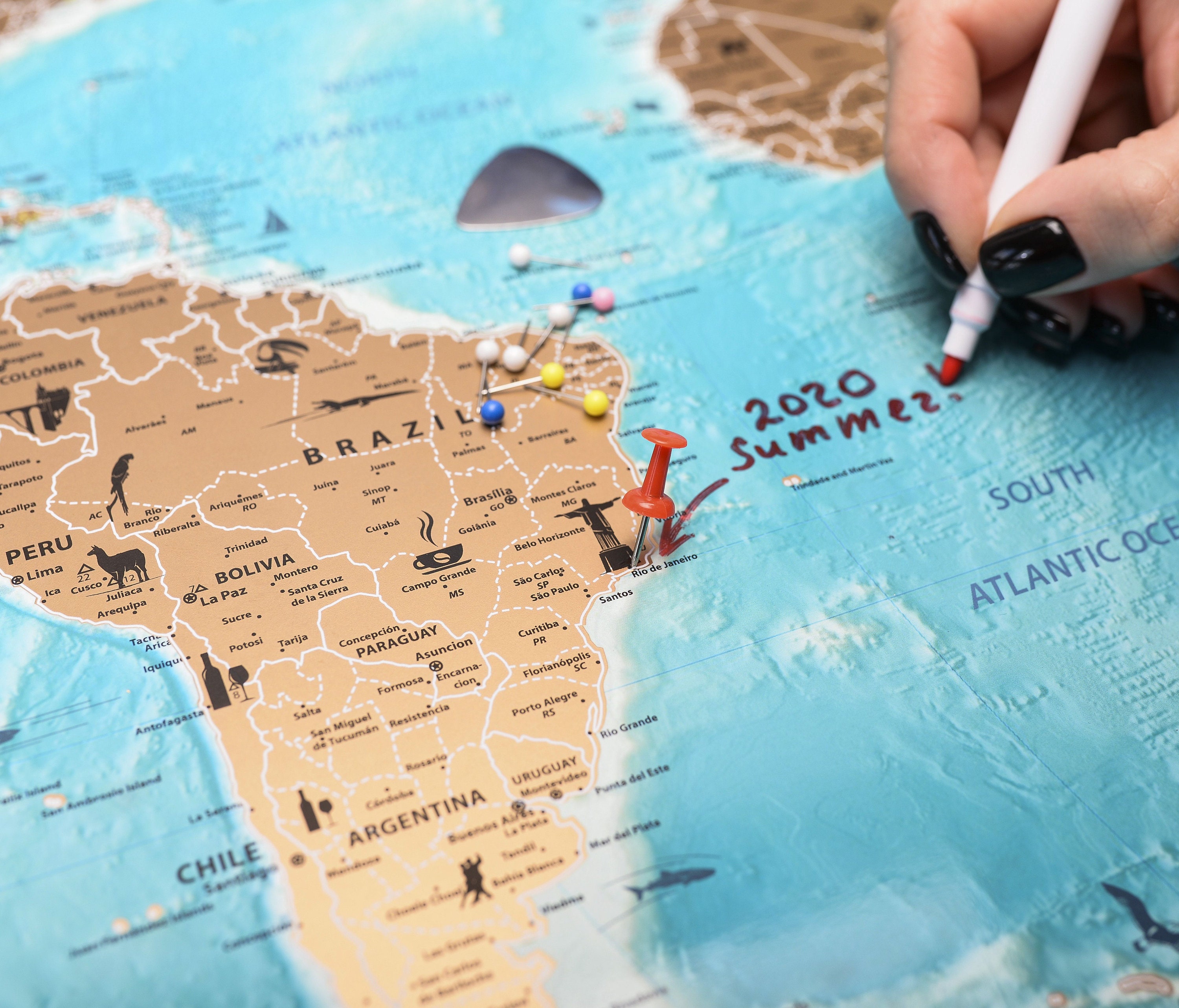 Scratch off Travel Map World Map Poster With Push Pins - Etsy Australia