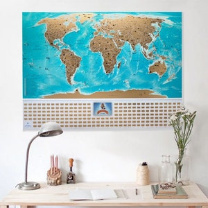 Scratch off Travel Map World Map Poster With Push Pins 34.6 X 25.2 Gift ...