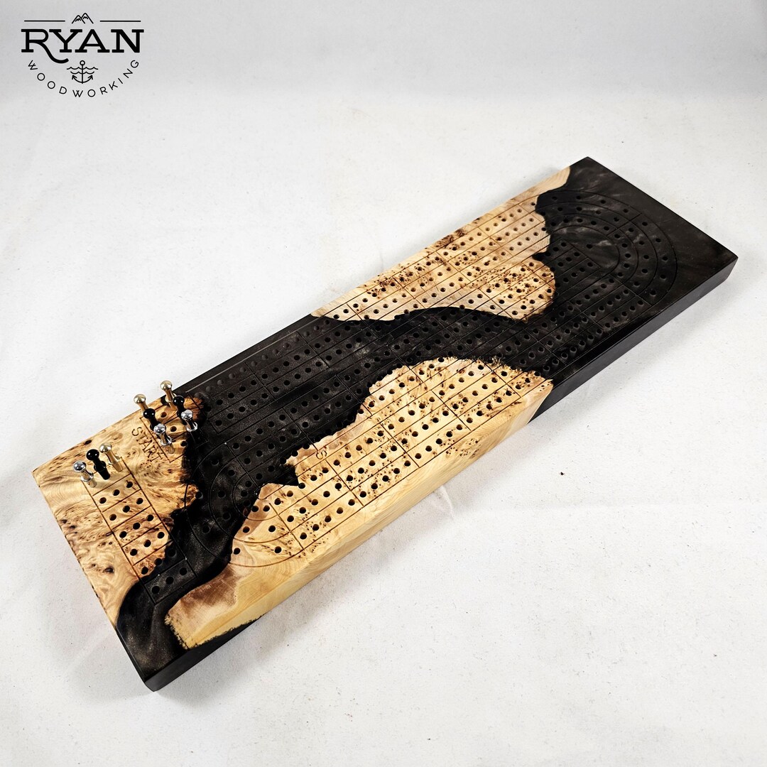 Premium Handmade Cribbage Board Made From Cedar Burl and Bronze Resin W ...