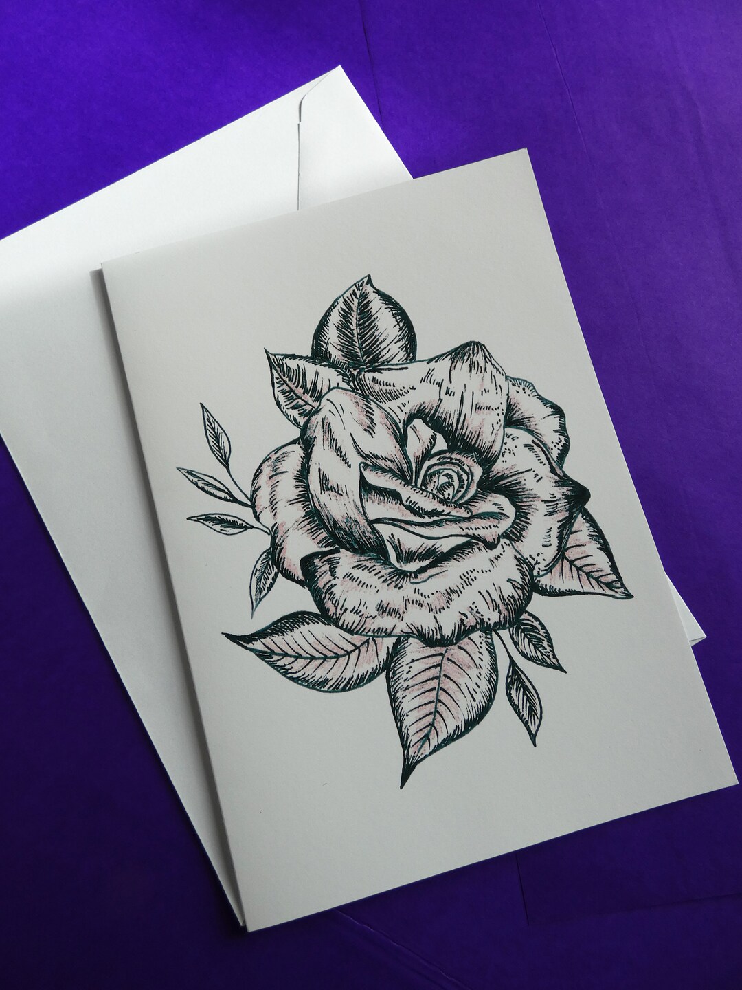 Rose Line Drawing Card A5 - Etsy