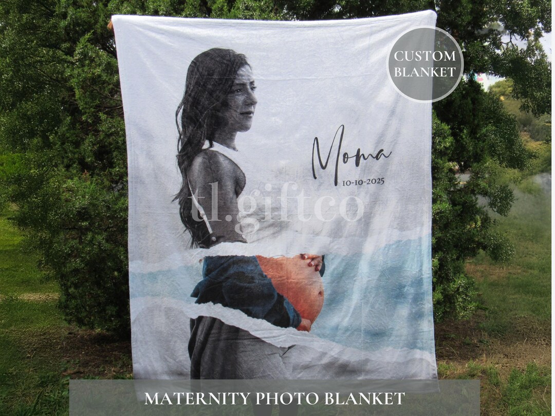 Maternity Photo Announcement Blanket, Custom Plush Throw, Personalized ...