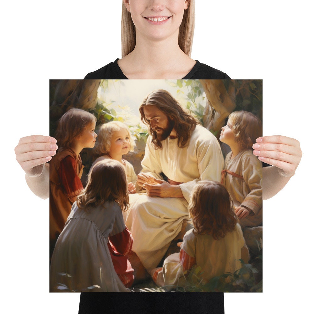 18X18 Jesus Christ and All the Little Children on High Quality Photo ...