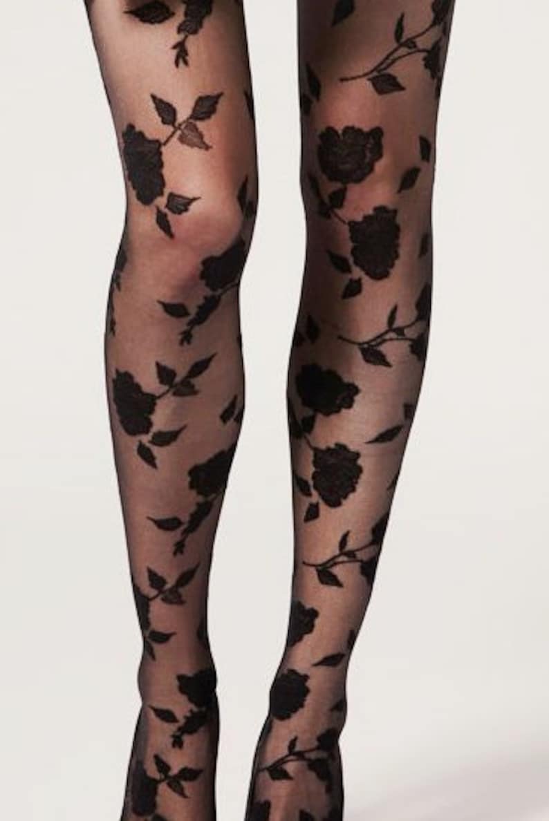 Embroidered Floral Sheer Tights - Etsy