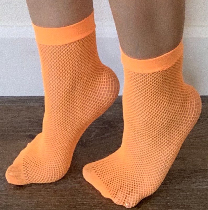 NEW Neon Color Women's Fishnet Ankle Socks Crew Anklet | Etsy