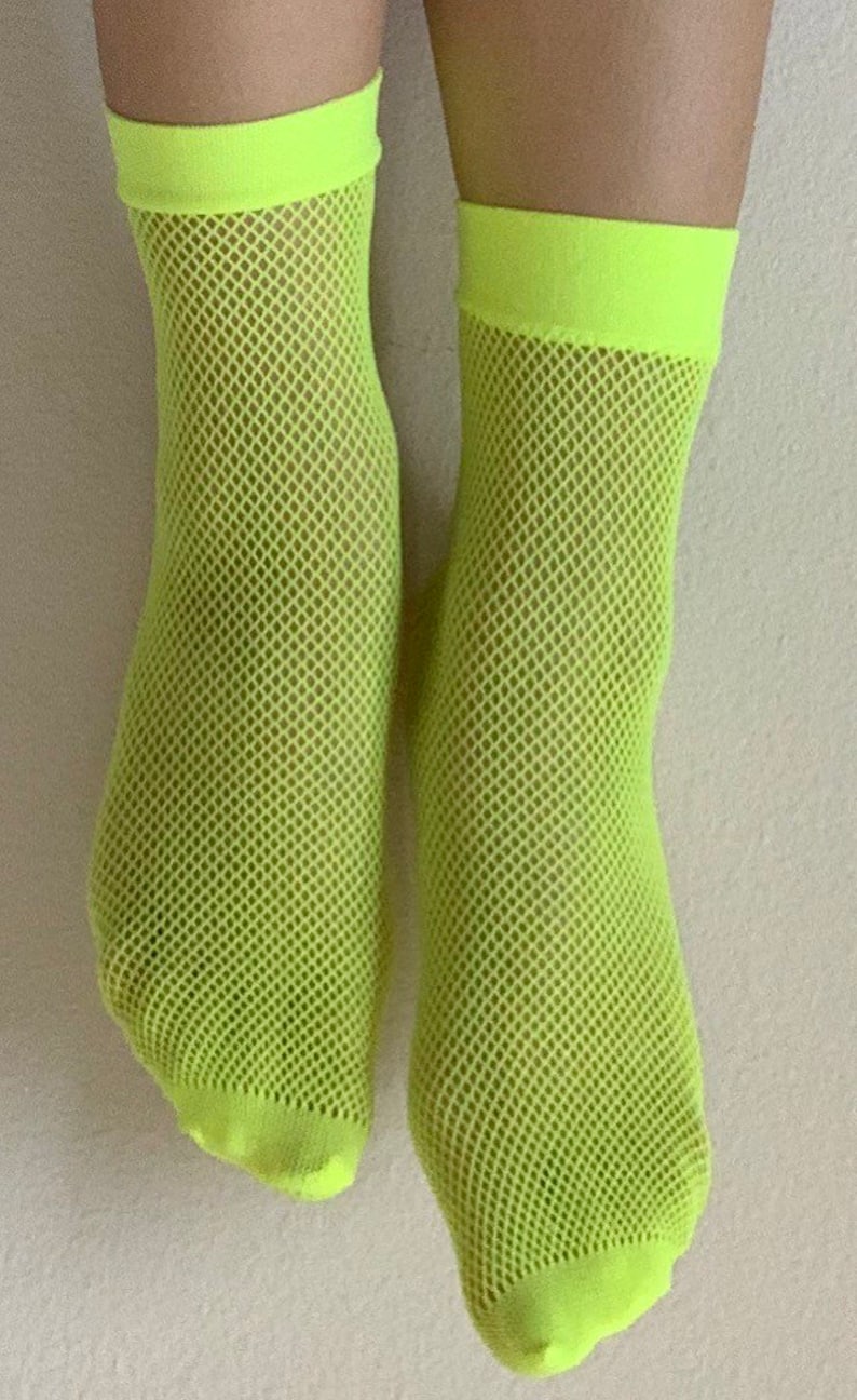 NEW Neon Color Women's Fishnet Ankle Socks Crew Anklet | Etsy