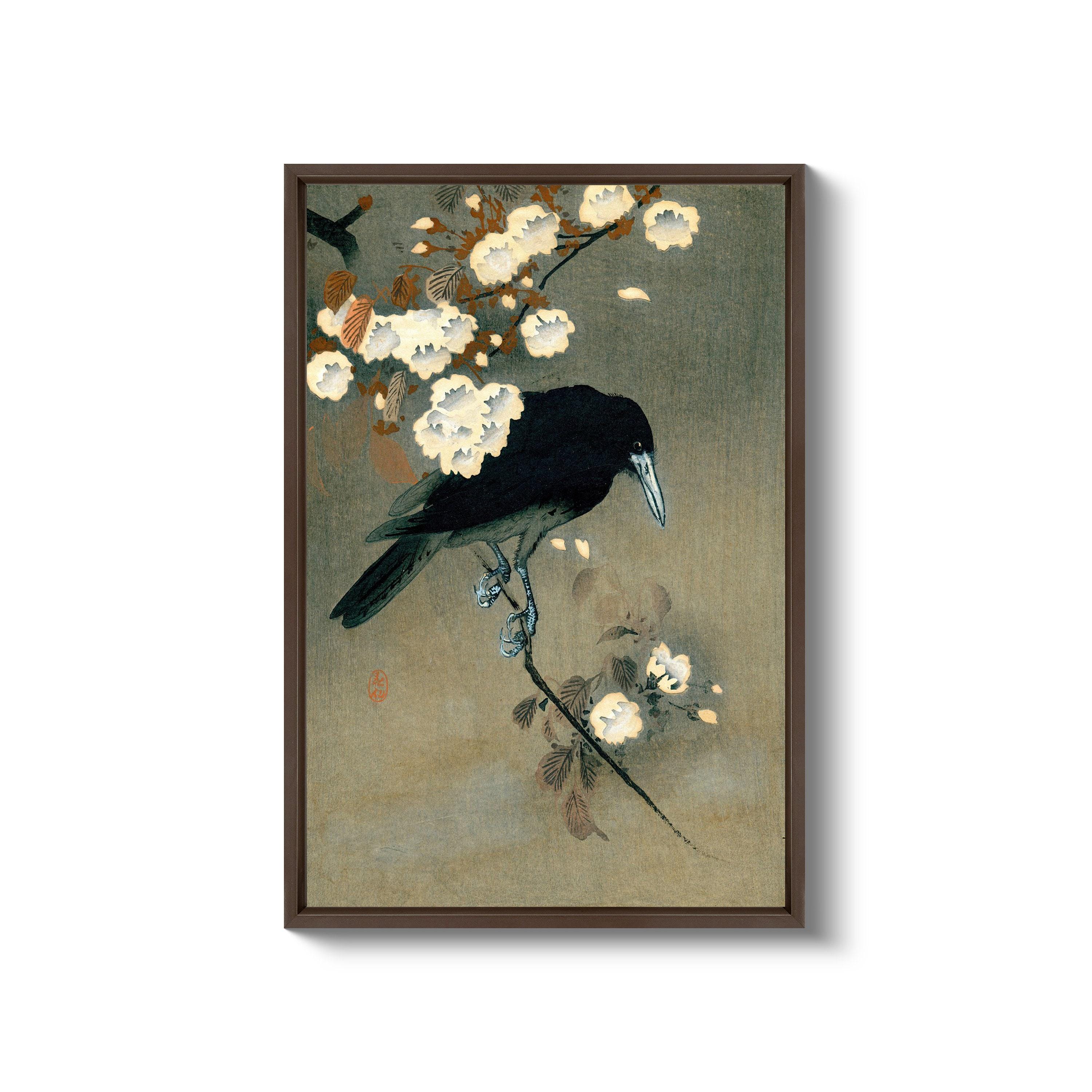 Ohara Koson : Crow and Blossoms (c. 1910) Canvas Gallery Wrapped or ...