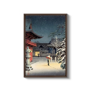 Tsuchiya Koitsu : Snow at Nezu Shrine (1934) Canvas Gallery Wrapped or ...