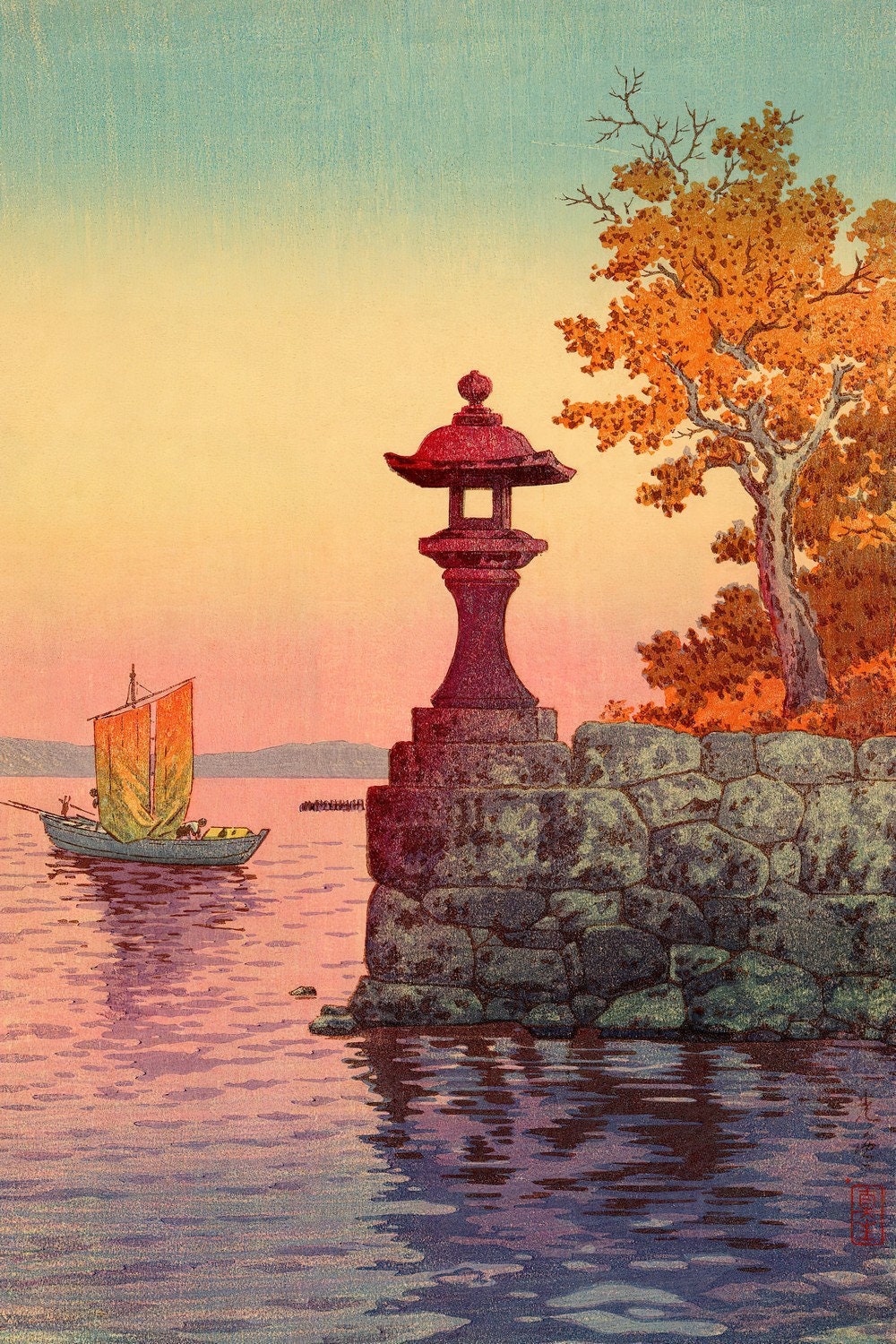 Tsuchiya Koitsu 1870-1949 Returning Sailboat at Yabase - Etsy