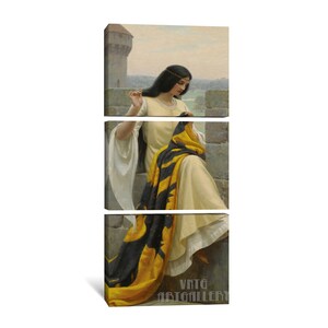Edmund Leighton : Stitching the Standard 1911 Canvas Gallery Wrapped or ...