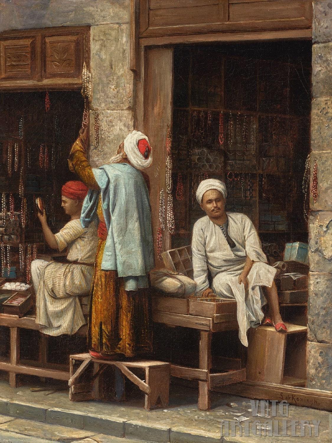 Leendert De Koningh : the Bead Shop (1857) Canvas Gallery Wrapped or ...