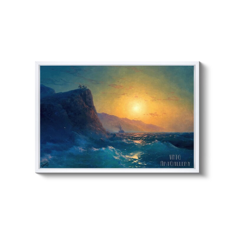 Ivan Aivazovsky : View of a Steep, Rocky Coast and a Rough Sea at ...