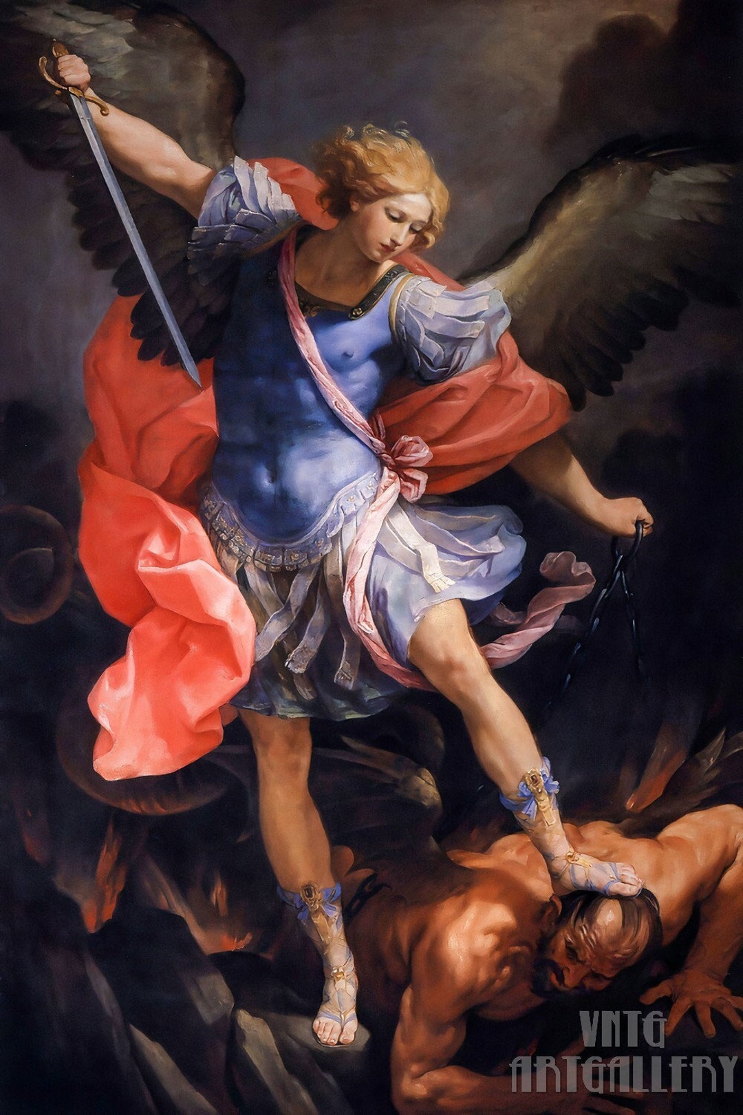 Guido Reni : Erzengel Michael Defeating Satan 1635 Canvas Gallery ...