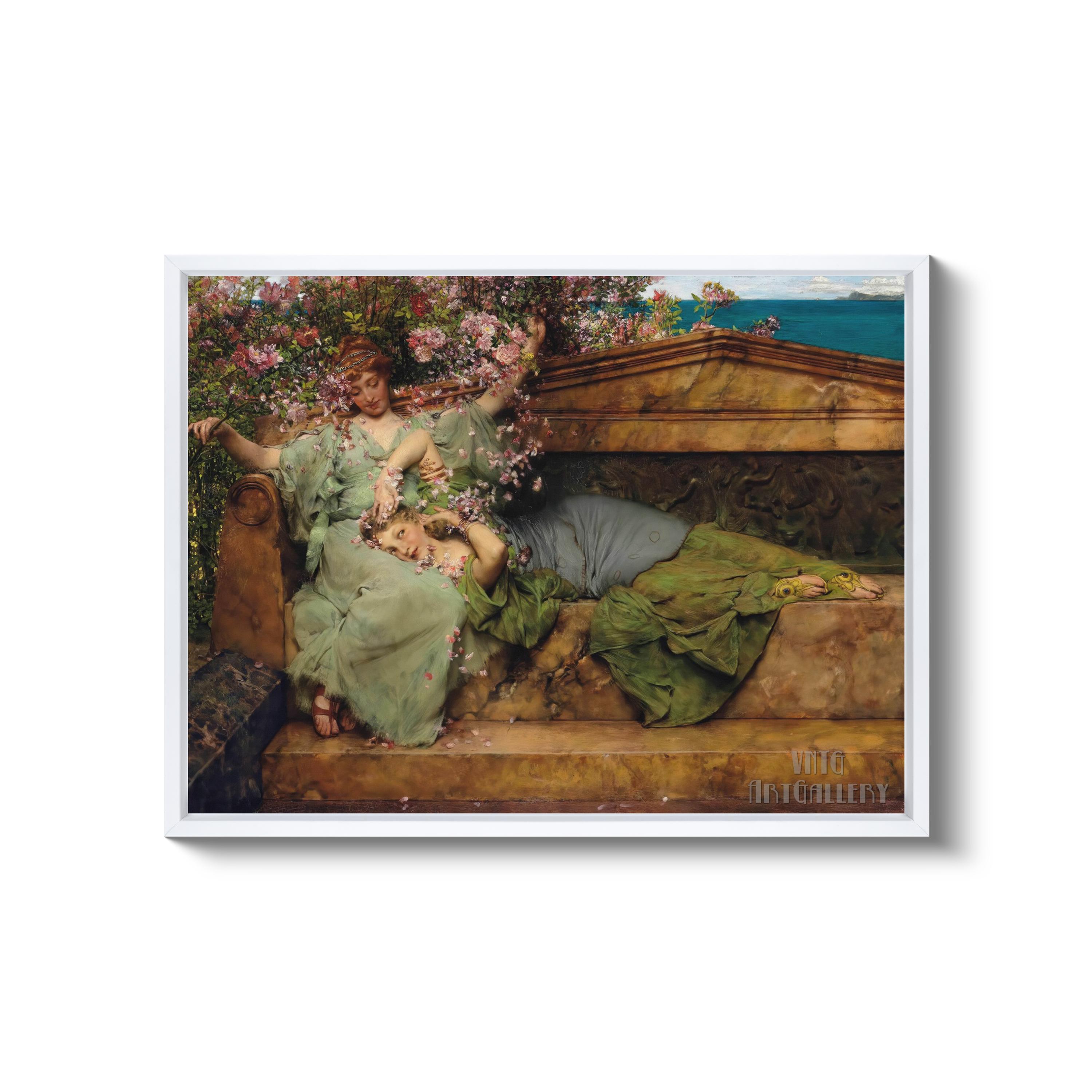 Lawrence Alma-tadema : in A Rose Garden (1890) Canvas Gallery Wrapped ...