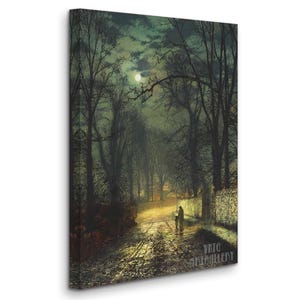 John Atkinson Grimshaw : A Moonlit Lane (1874) Canvas Gallery Wrapped ...