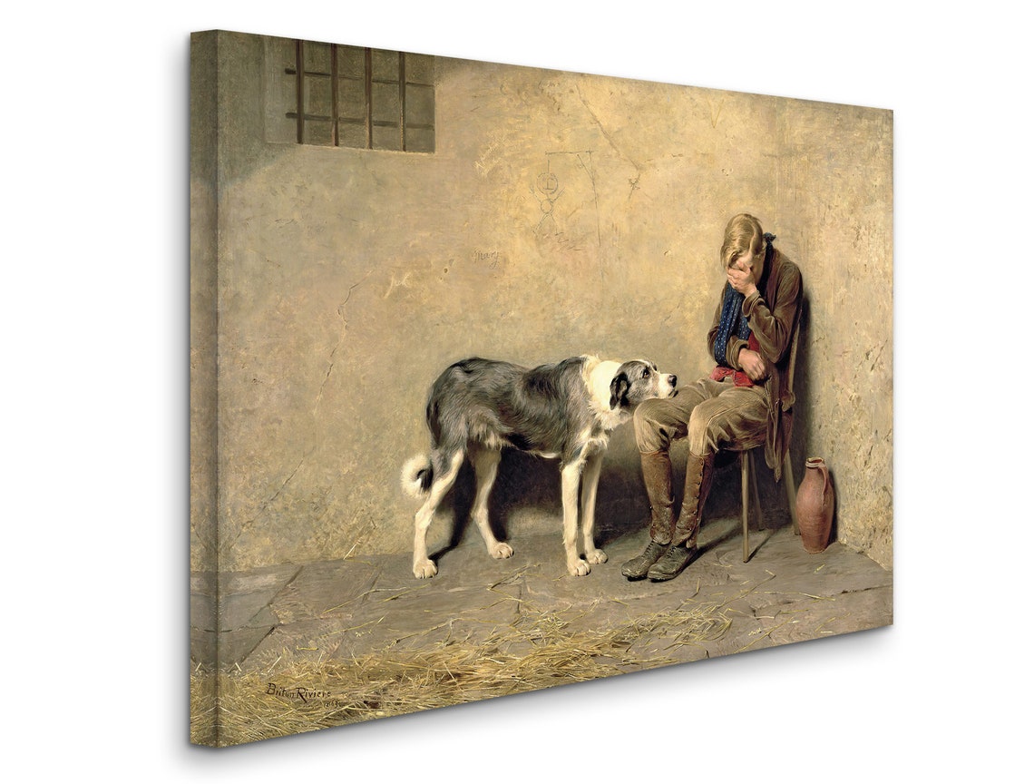 Briton Riviere : Fidelity 1869 Canvas Gallery Wrapped Giclee | Etsy