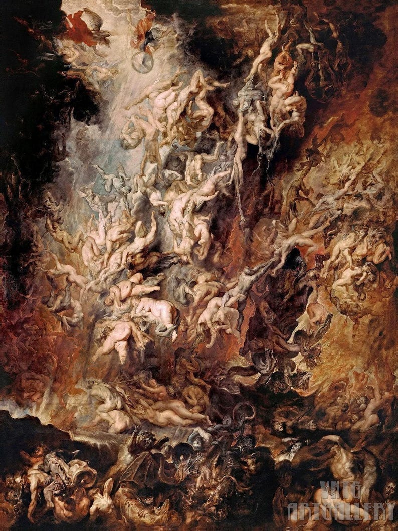 Peter Paul Rubens : Fall of the Damned (1620) Canvas Gallery Wrapped or ...