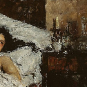 Antonio Mancini : Resting (1887) Canvas Gallery Wrapped or Framed ...